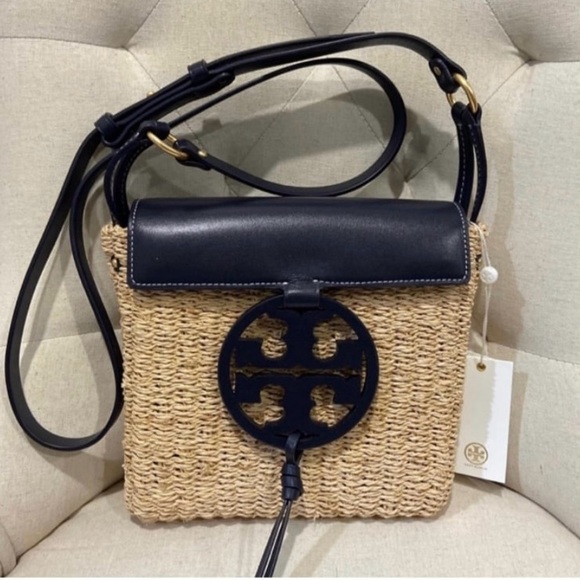 Tory Burch | Bags | Nwt Tory Burch Miller Leather Straw Crossbody Bag ...